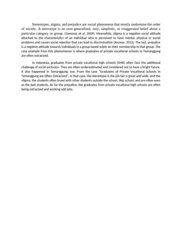 Stereotype, Stigma, Prejudice | PDF