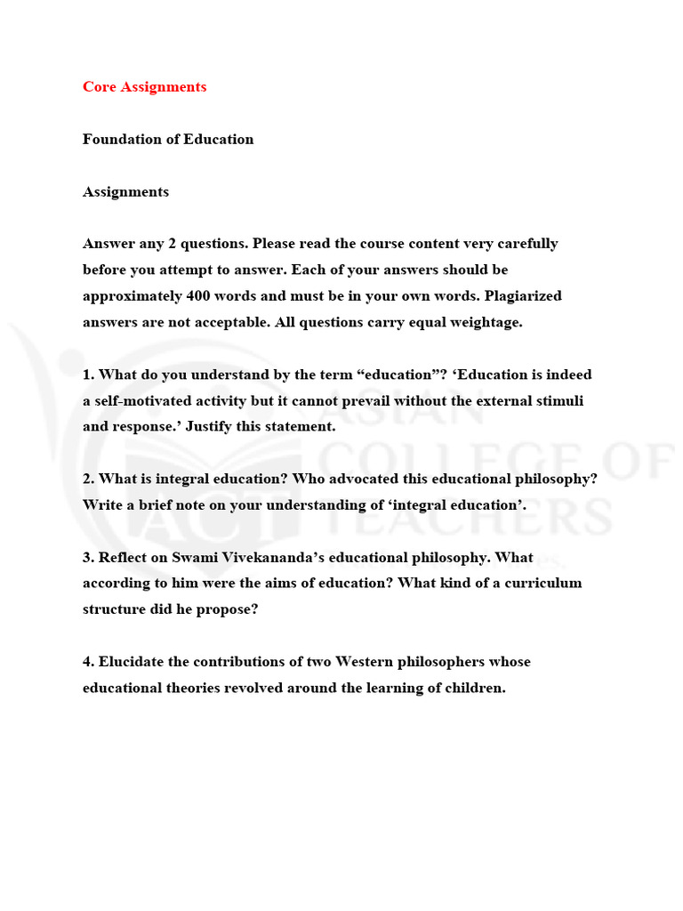 B.ed Core Assignments 1 | PDF