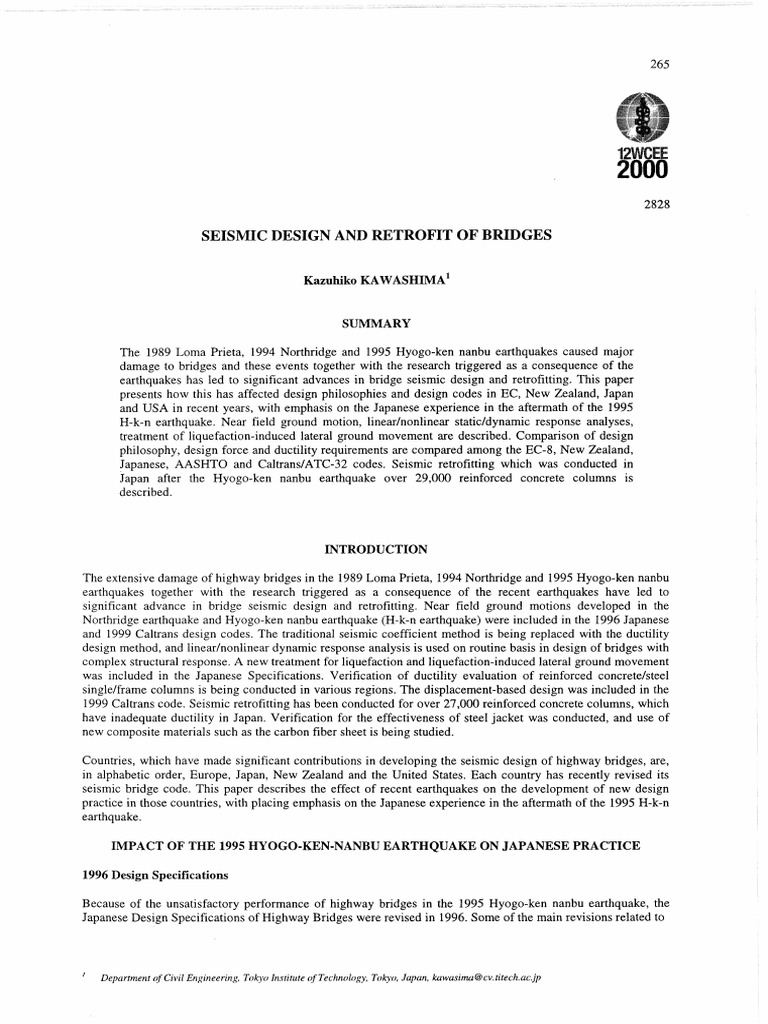 Seismic Bridge Design Post-Earthquakes | PDF | Earthquakes | Mechanical ...
