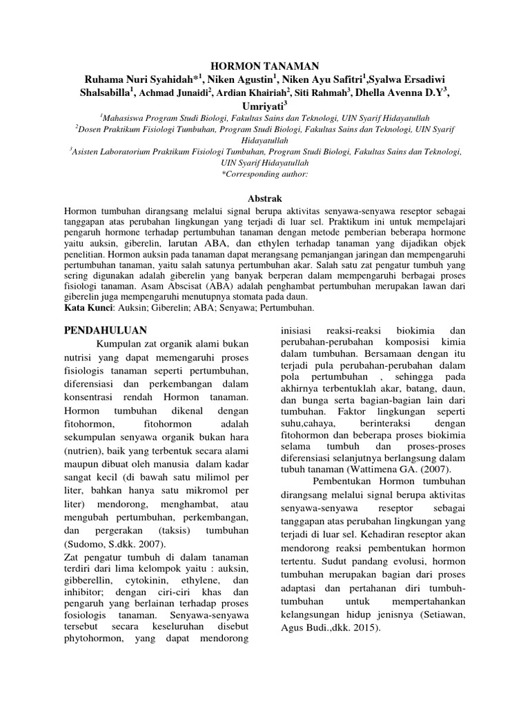 Jurnal HORMON TANAMAN Fisiologi Tumbuhan | PDF