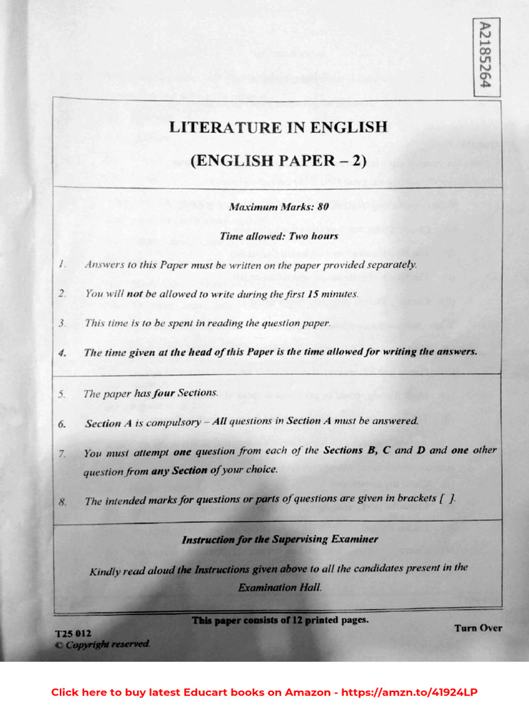 2025 Literature in English PYP (Scanned) | PDF