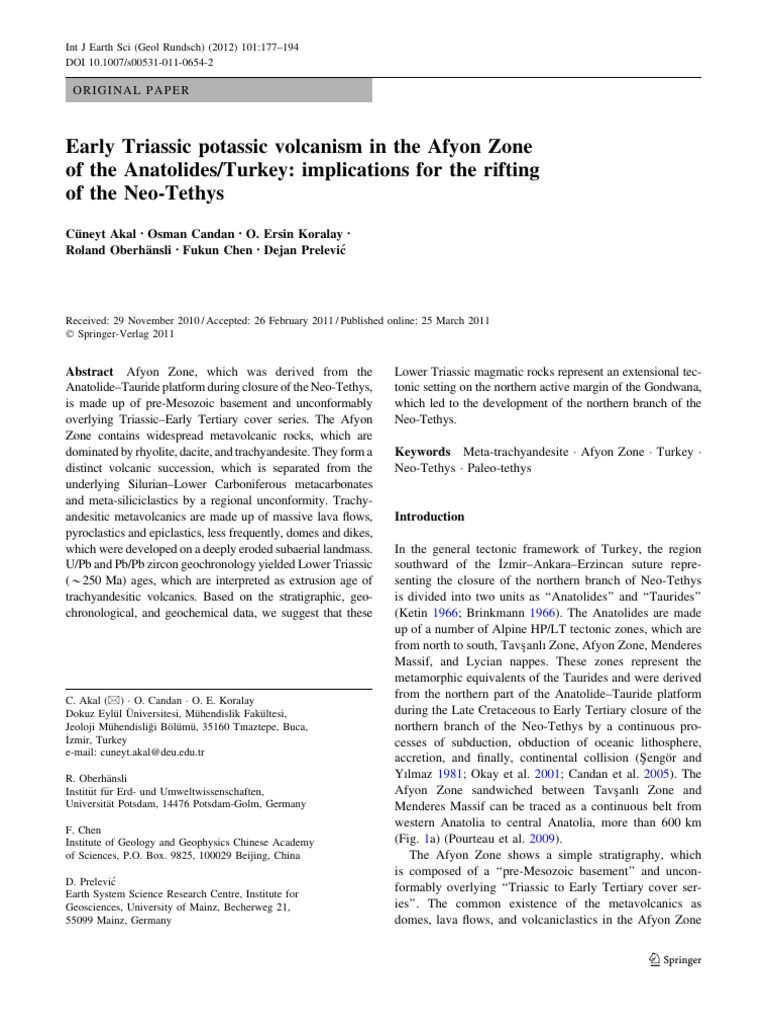 Early Triassic Potassic Volcanism in The | PDF | Magma | Lava