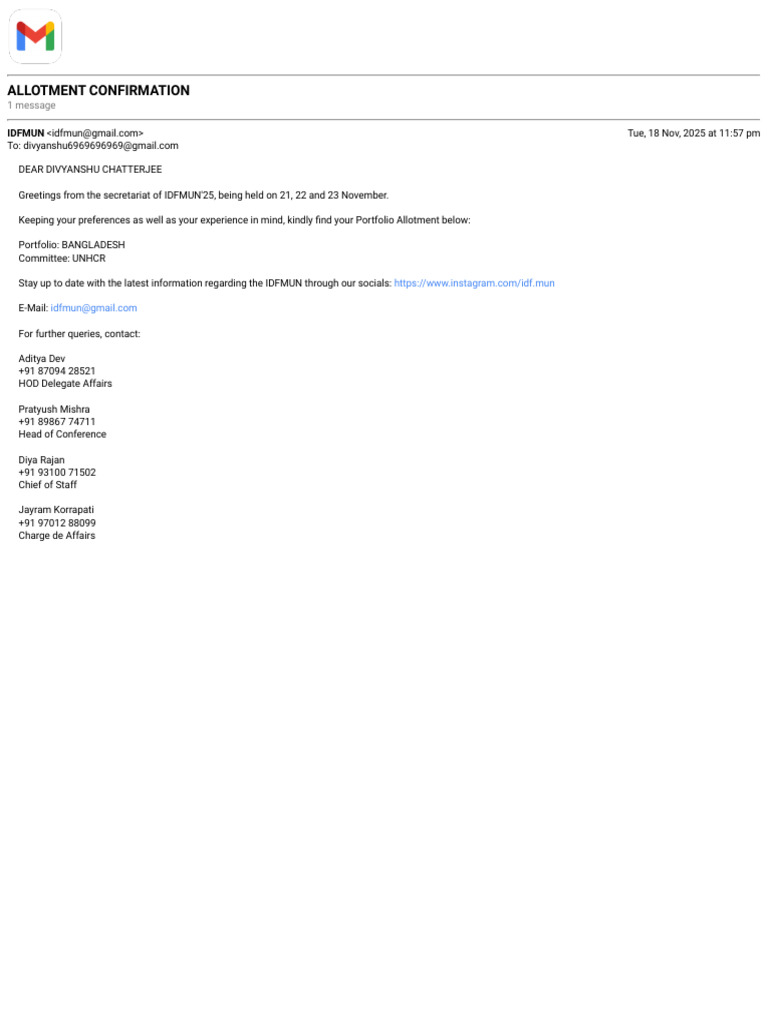 Gmail - Allotment Confirmation | PDF