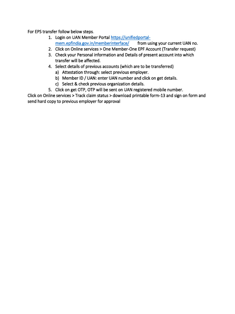 EPS Transfer Process Guide | PDF