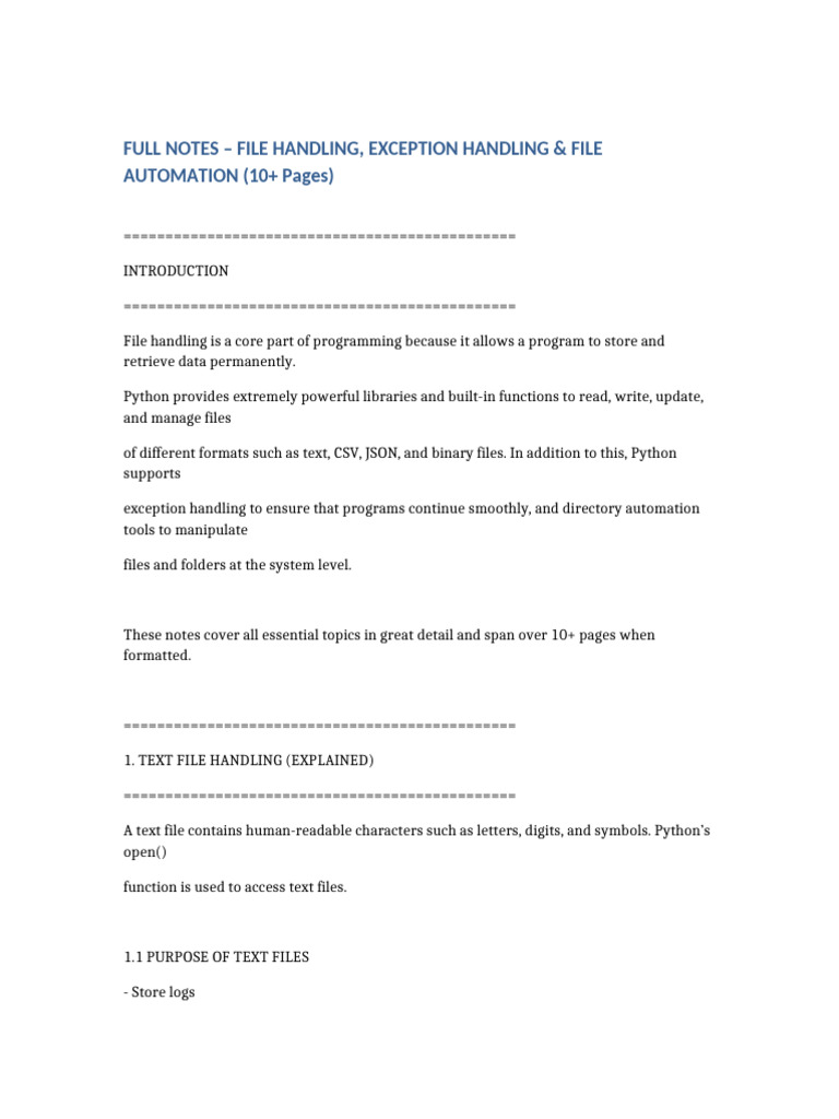 Python File & Exception Handling Guide | PDF | Computer File | Comma ...