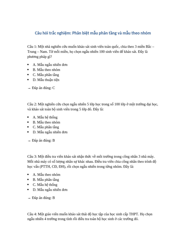 Trac Nghiem Phan Tang Va Theo Nhom | PDF