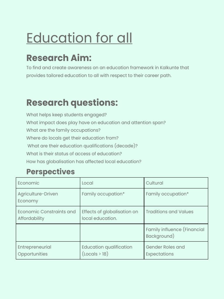 Tailored Education Framework in Kalkunte | PDF