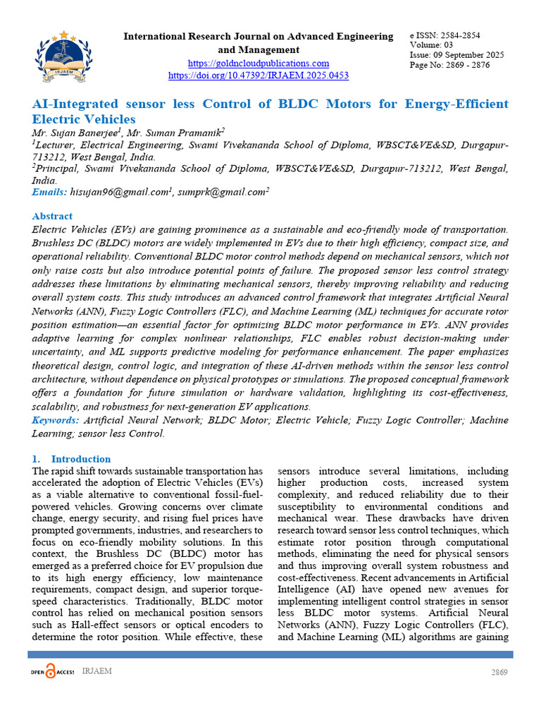 AI-Driven Sensorless Control for EV Motors | PDF | Machine Learning ...