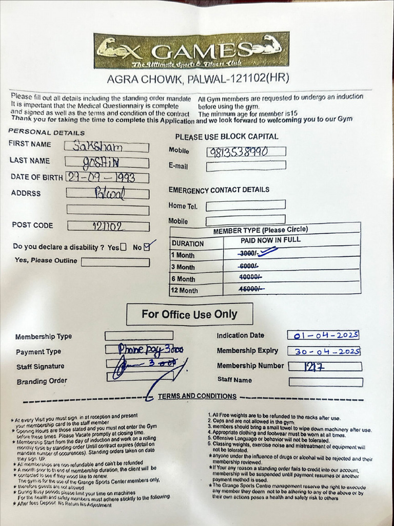 Gym Bills 2025 | PDF