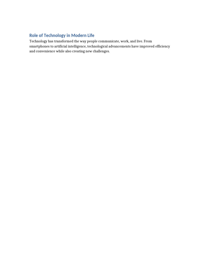 Impact of Technology on Daily Life | PDF