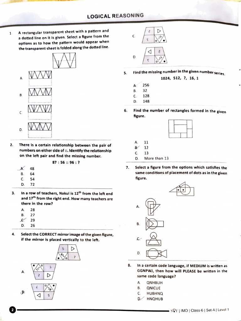 Logical Reasoning Practice | PDF | Rectangle | Euclidean Geometry