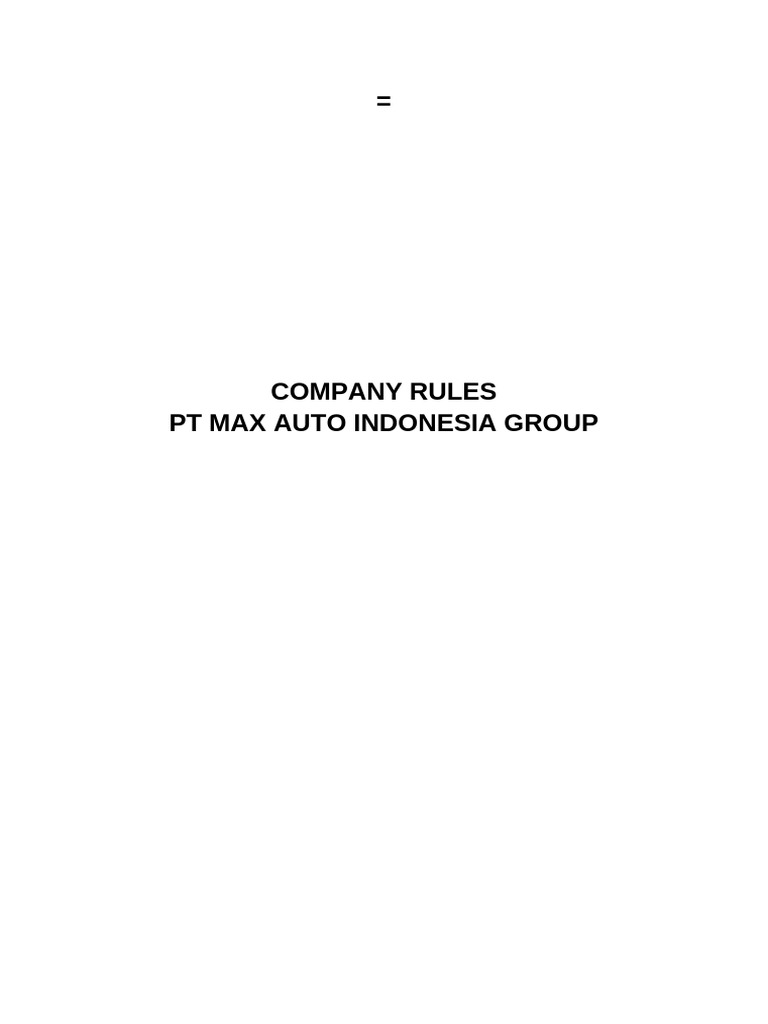 [English Version] Company Rules PT Max Auto Group | PDF | Employment ...