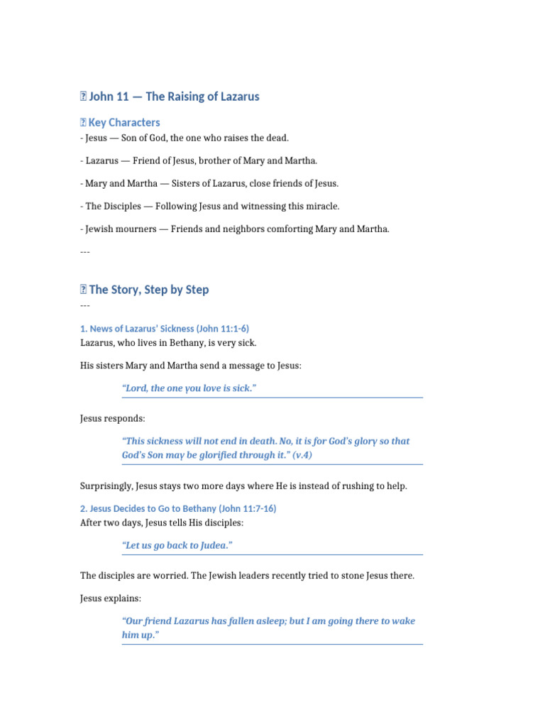 John 11 Raising of Lazarus | PDF | Lazarus Of Bethany | Jesus