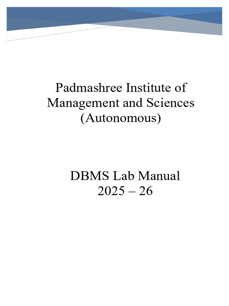 PIMS - DBMS Lab - Manual | PDF | Pl/Sql | Databases