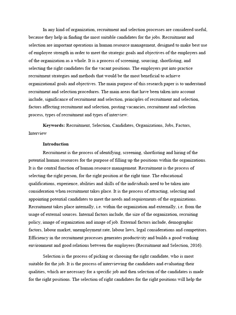 Reference Recruitment and Selection | PDF | Recruitment | Employment