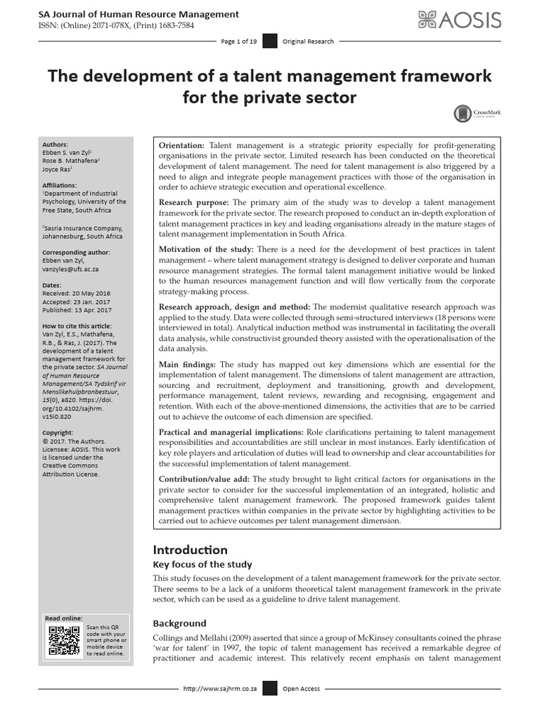 The Development of A Talent Management Framework F | PDF | Talent ...