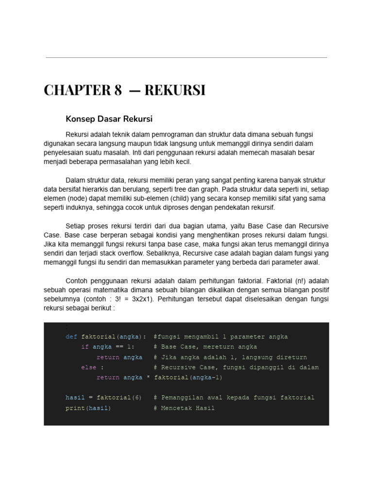 Catatan Materi Struktur Data - Rekursi Dan Tree | PDF