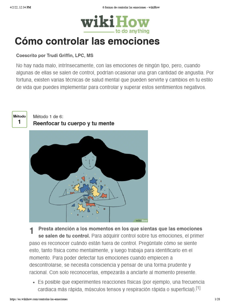 6 Formas de Controlar Las Emociones - WikiHow | PDF | Las emociones ...