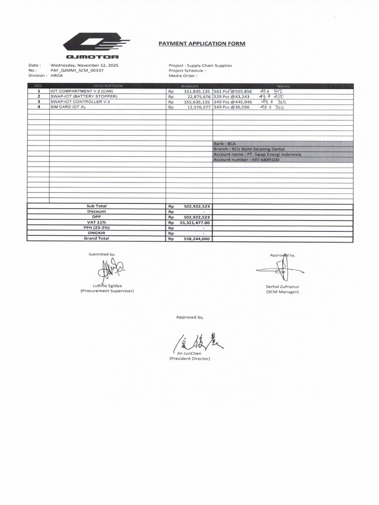 PAF+Inv+Tax Inv+Inspection+Evidence Iot November | PDF