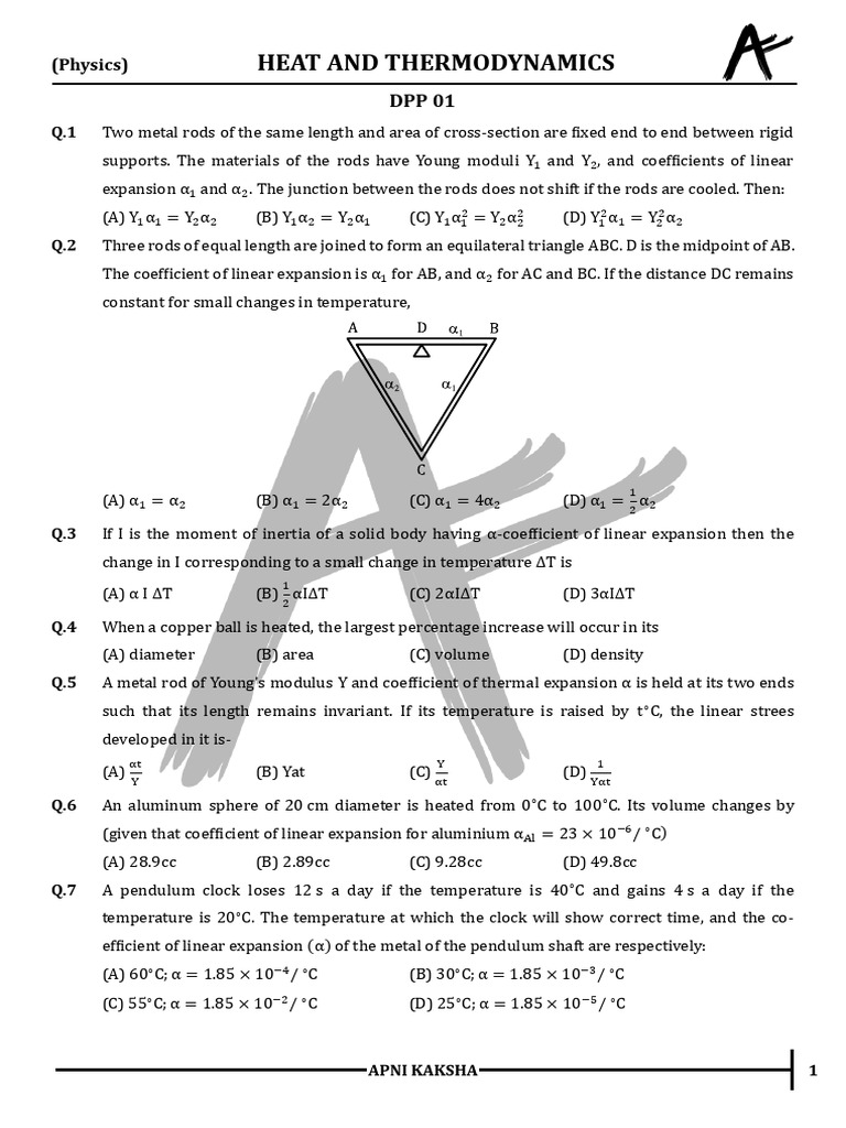 Heat and Thermodynamics Quiz Questions | PDF | Thermal Expansion ...