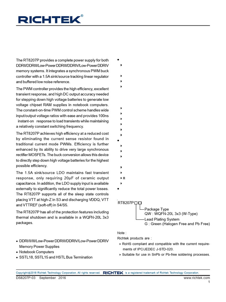 RT8207PGQW | PDF | Power Supply | Electronics