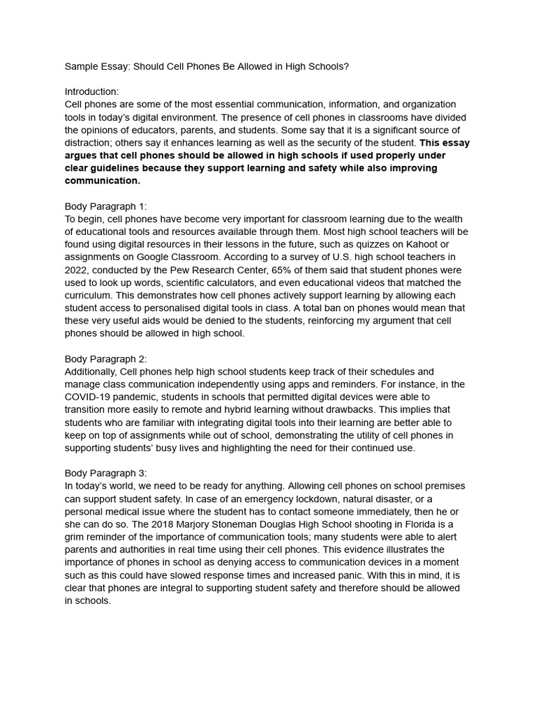 Why cell phones should be allowed in school | PDF | Mobile Phones ...