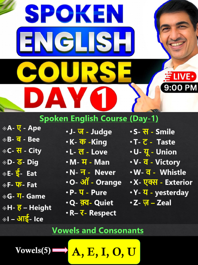 Spoken English Course: Day 1 Basics | PDF