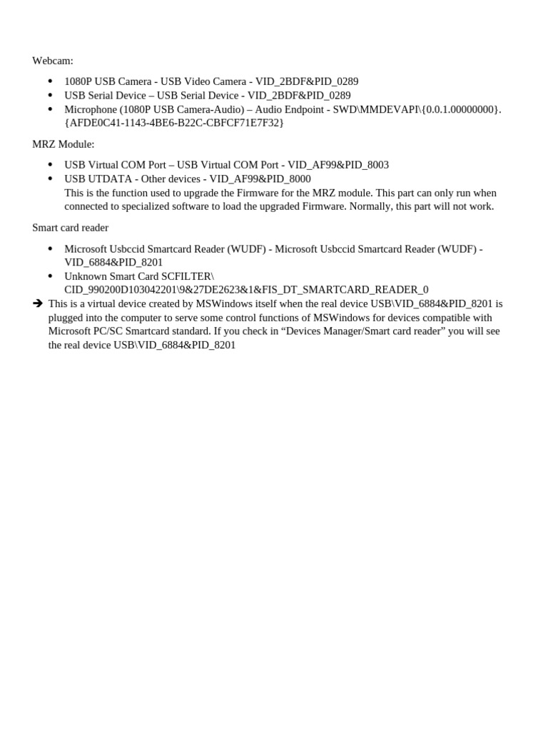 USB Device Specifications and Firmware Upgrade Guide | PDF