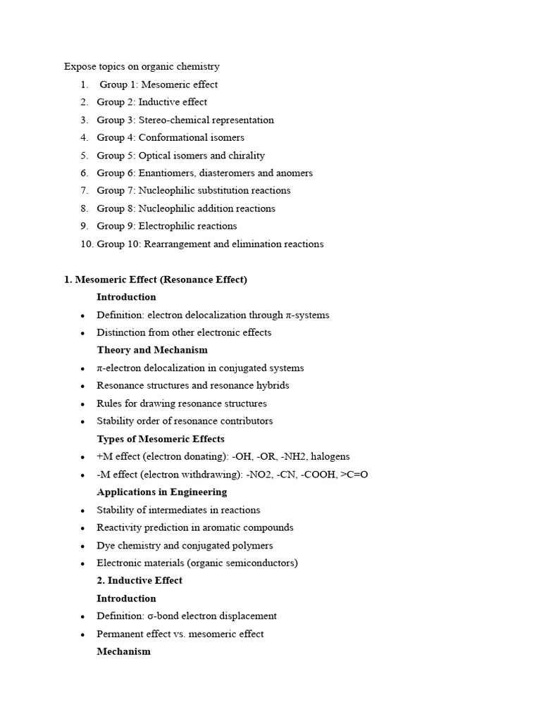 Expose Topics On Organic Chemistry | PDF | Chirality (Chemistry ...