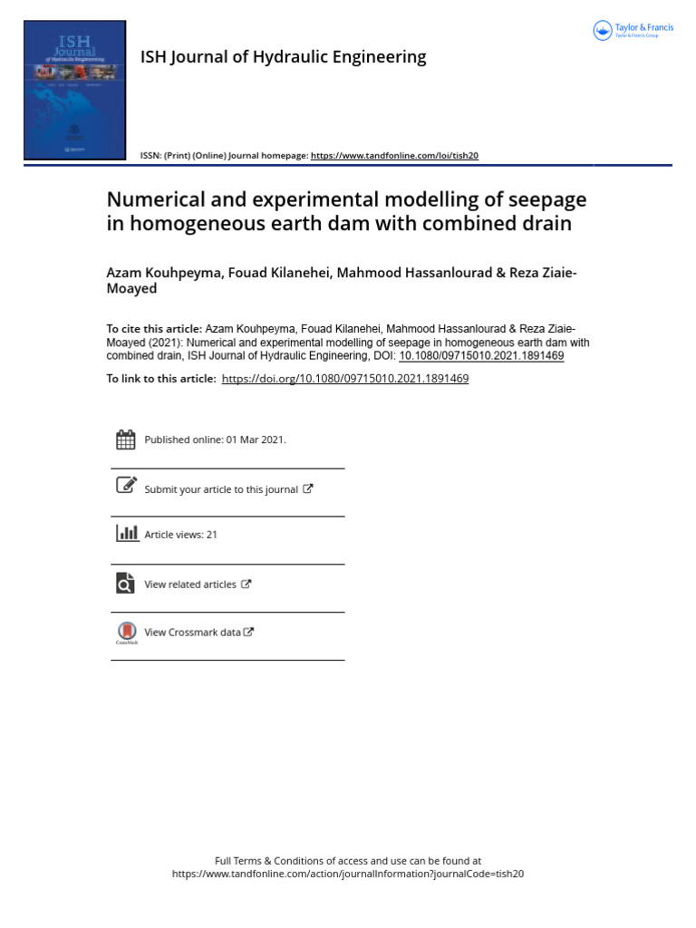 Seepage Modelling in Earth Dams | PDF | Soil Mechanics | Dam