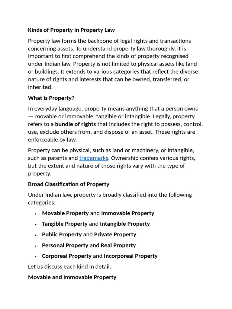Types of Property in Indian Law | PDF | Property | Real Property