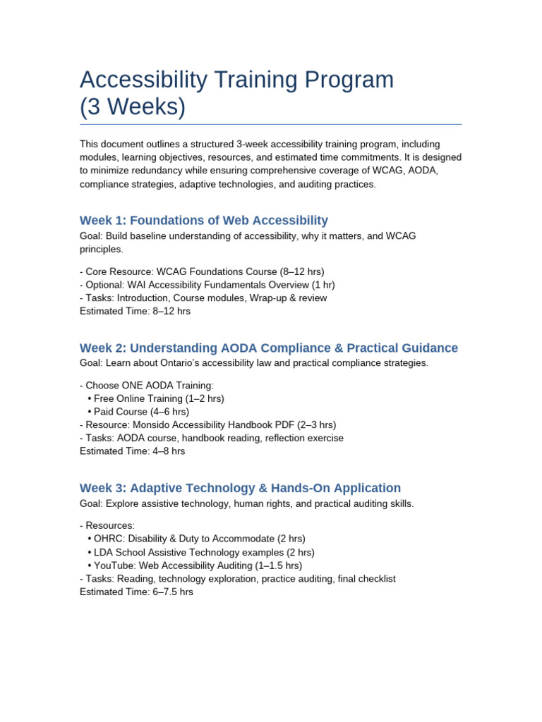 Accessibility Training Program | PDF