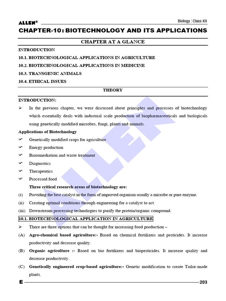 Biotechnology Applications in Agriculture | PDF | Sense (Molecular ...