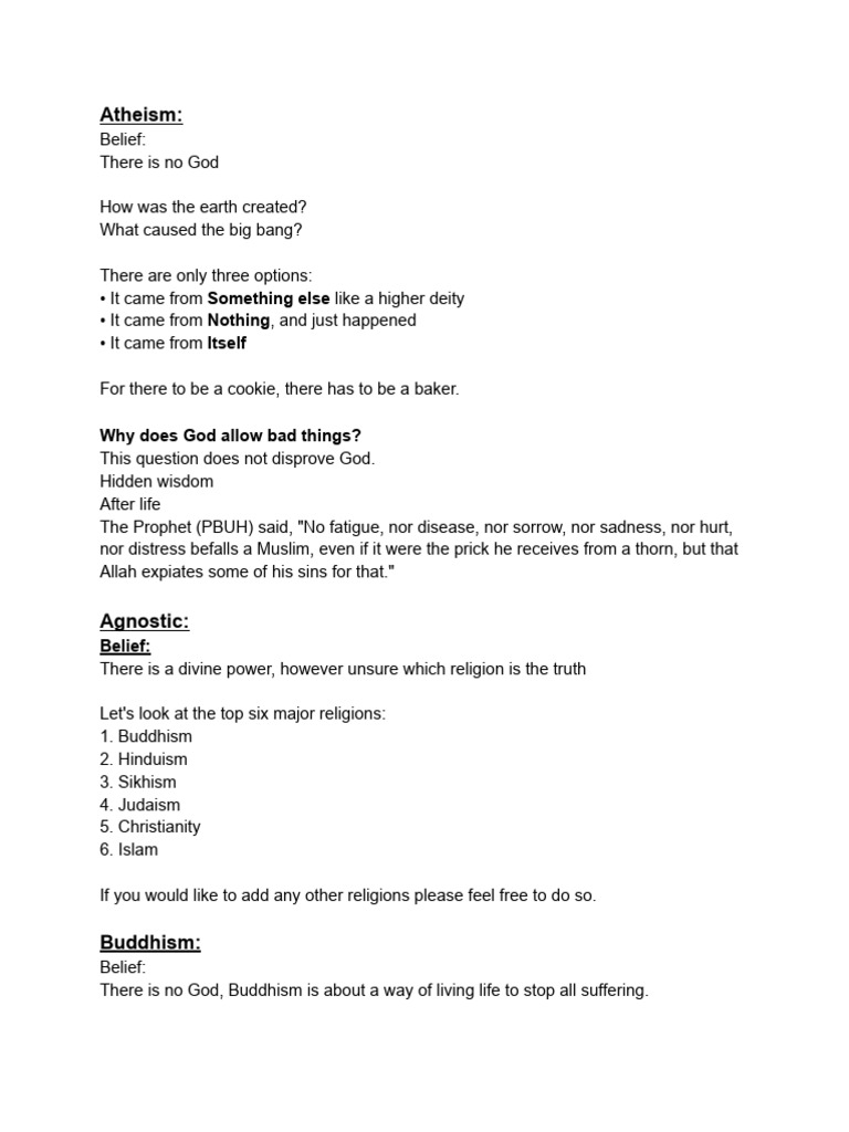 Exploring Atheism and Major Religions | PDF | Jesus | Prophets And ...