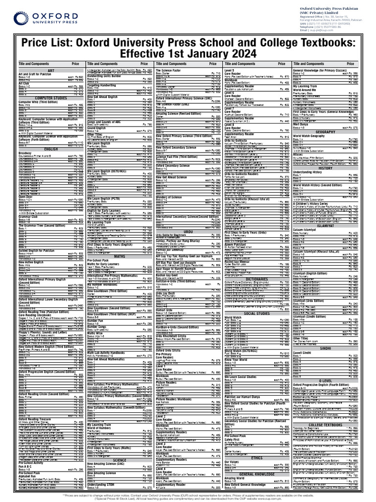 Oxford University Press Price List 2024 | PDF