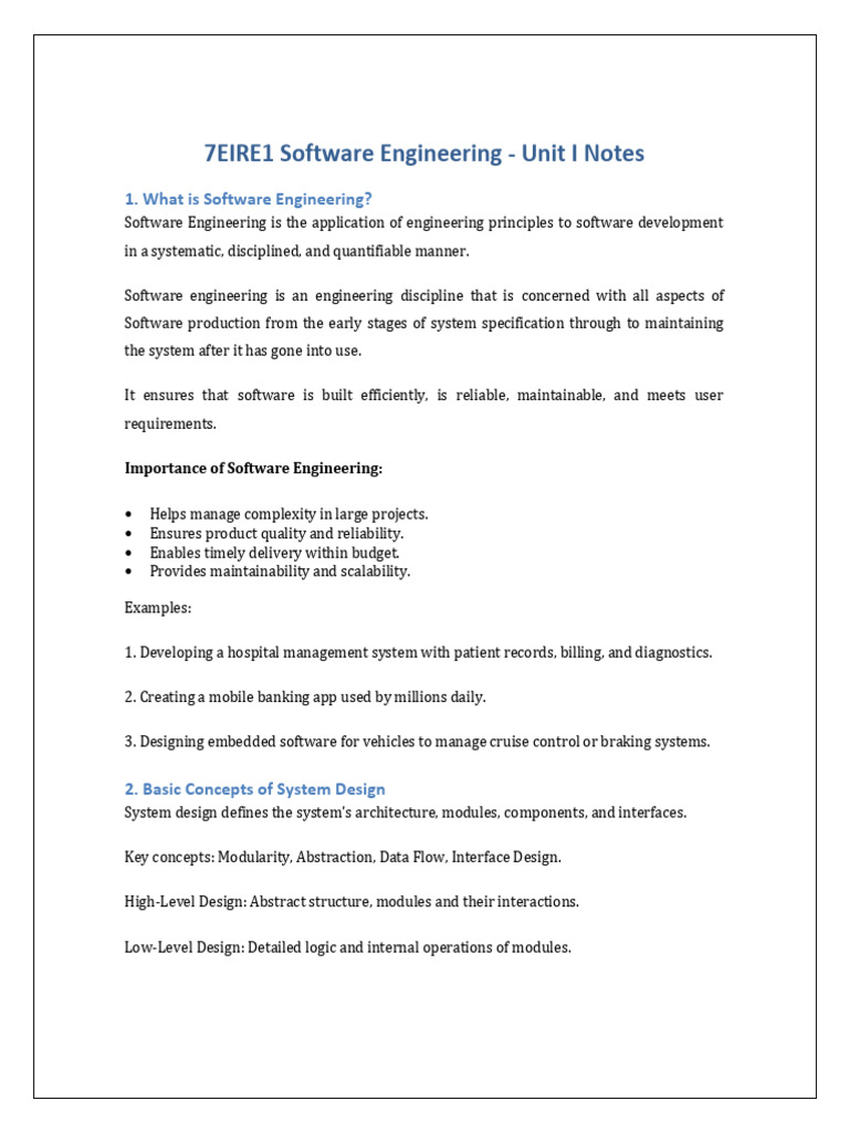 Software Engineering Unit1 Notes | PDF | Software Development Process ...