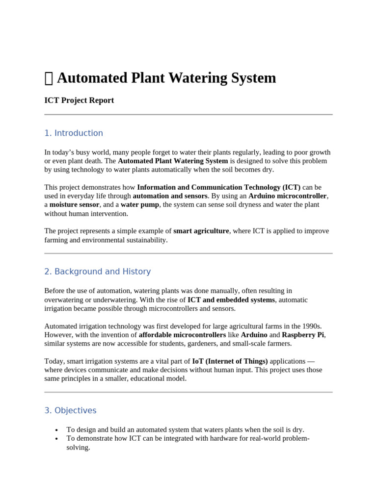 Automated Plant Watering System Guide | PDF | Arduino | Automation