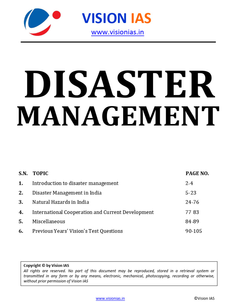 Disaster Management (Vision-2021) | PDF | Hazards | Natural Disasters