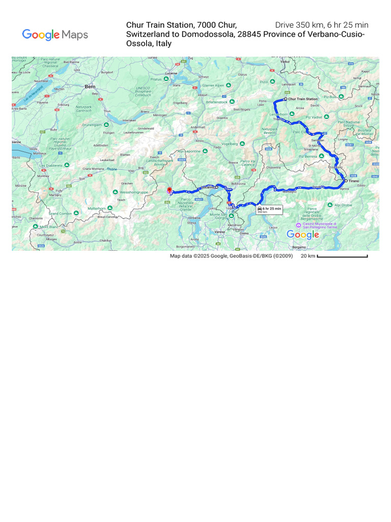Chur Train Station, Chur, Switzerland To Domodossola - Google Maps | PDF