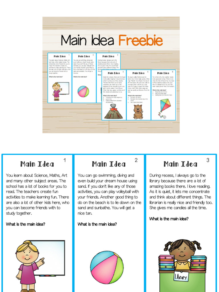 Main Idea Task Cards for Students | PDF