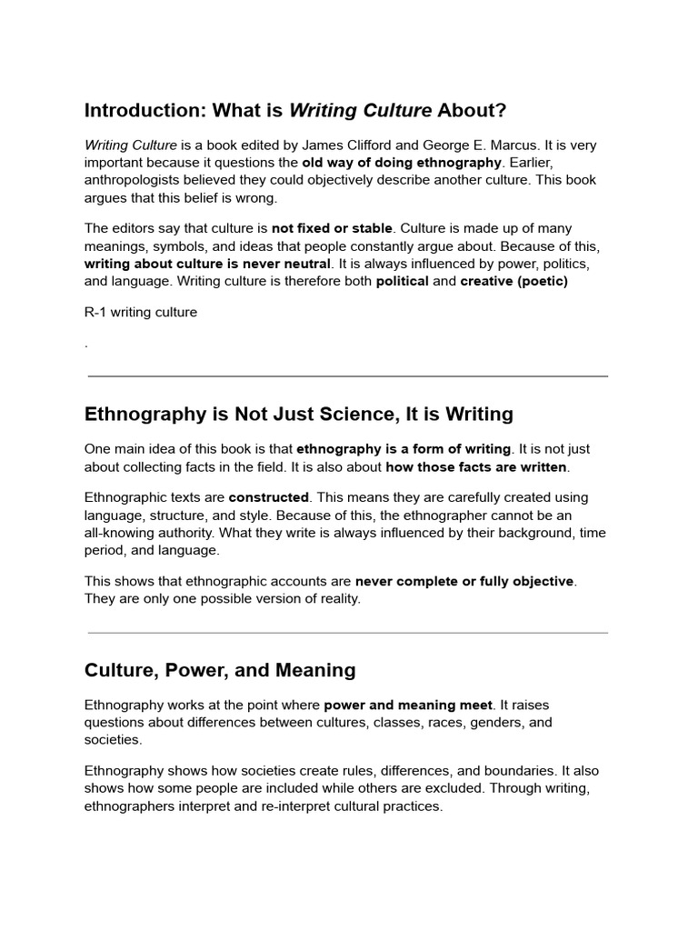 writing culture | PDF | Ethnography | Anthropology