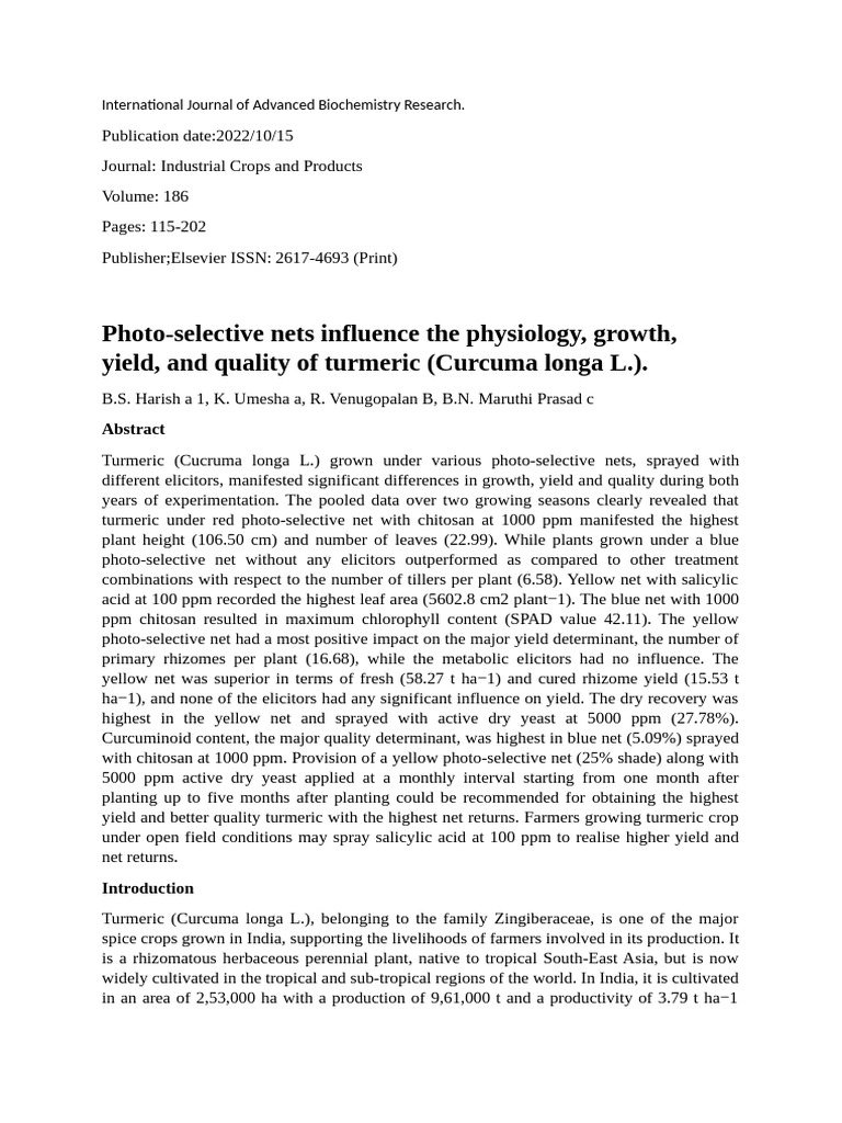 Journal Paper Photo Elsevier | PDF | Turmeric | Plants