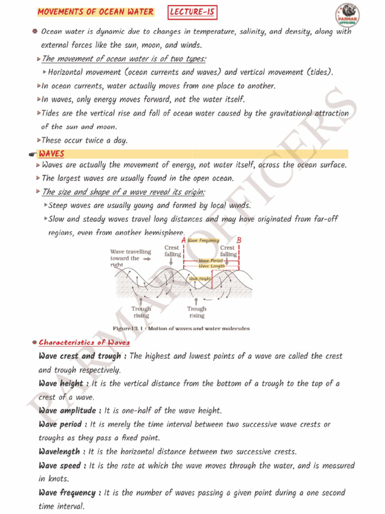Movements of Ocean Water | PDF