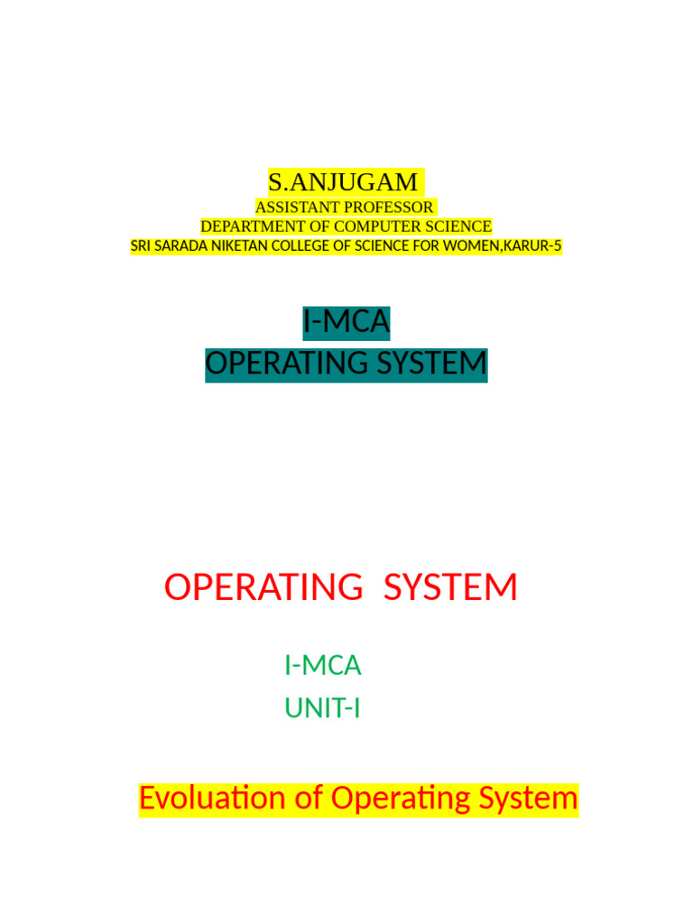 MCA- Operating System Ppt | PDF