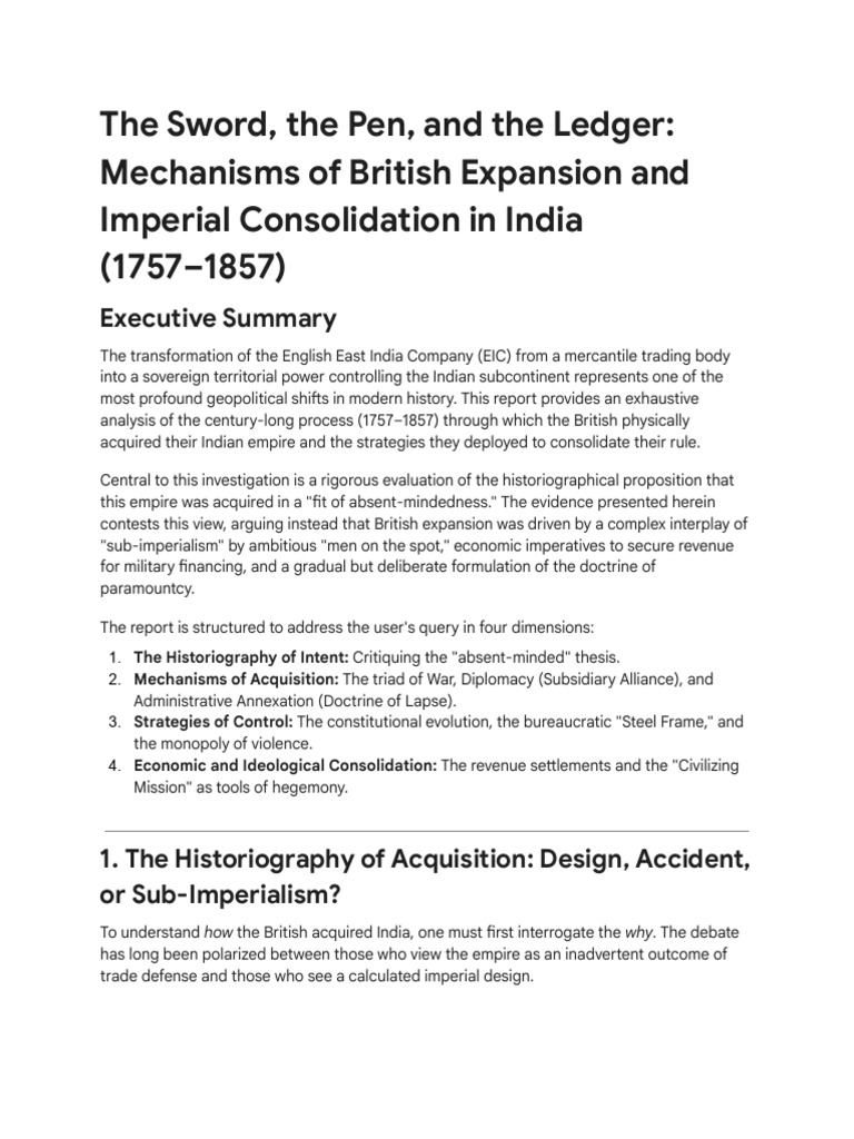 British Imperial Expansion and Control - Google Docs | PDF