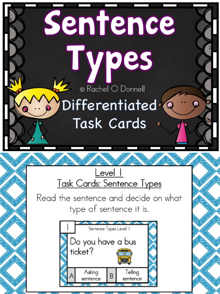Sentence Type Task Cards | PDF