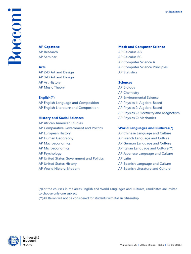 Accepted AP Courses List | PDF