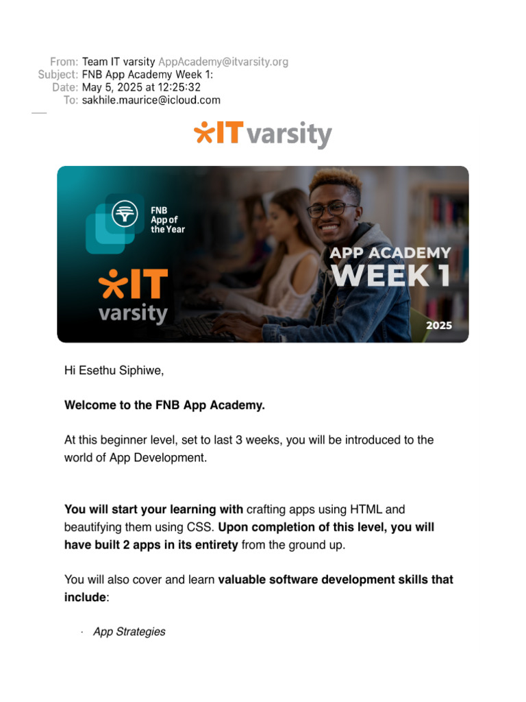 FNB App Academy Week 1 | PDF | Html5 | Html