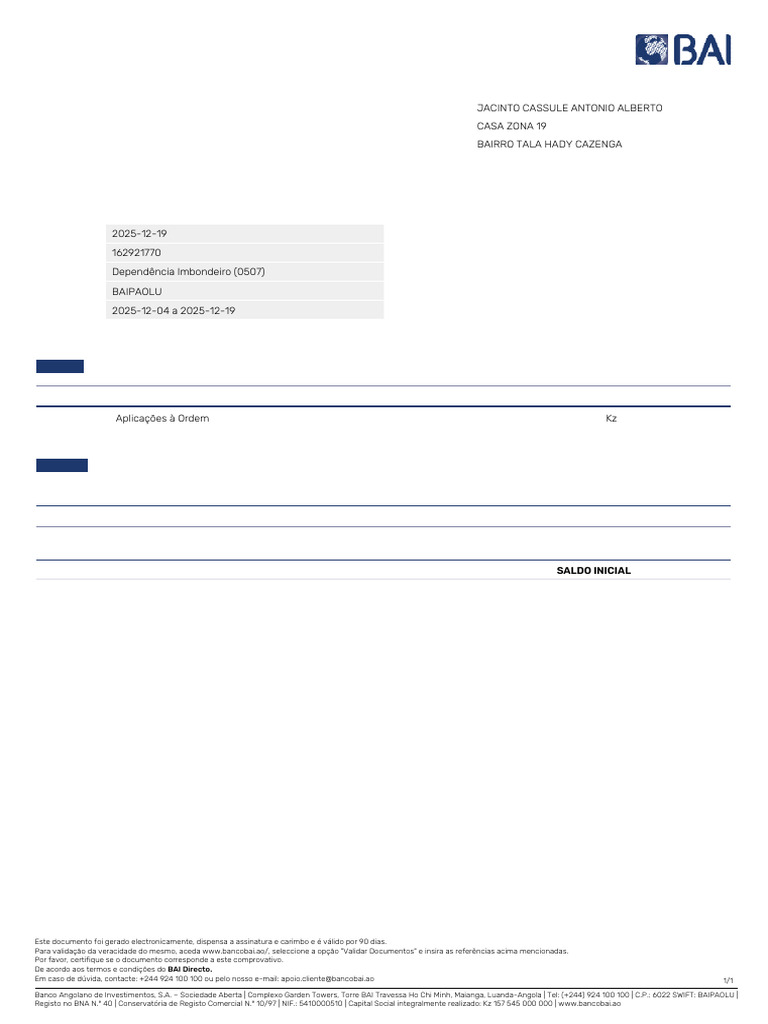 Extracto 2025-12-19 | PDF | Bancos | Dinheiro