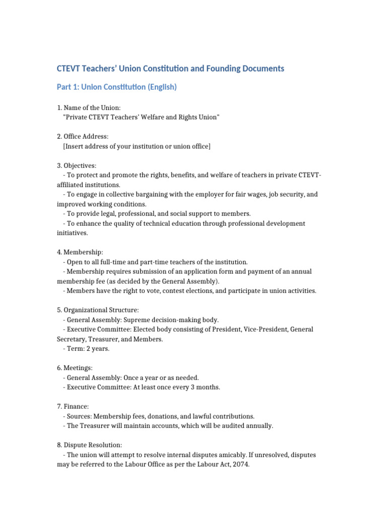 CTEVT Teachers Union Documents | PDF | United Nations General Assembly ...